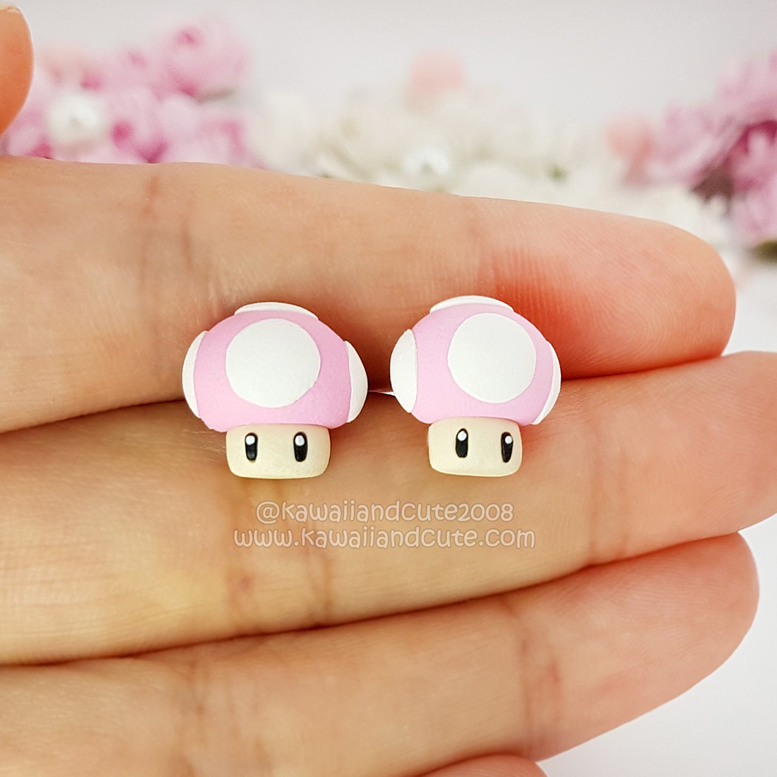 Pendientes Setas rosa inspiradas en Super Mario Bros exclusivo hecho a mano